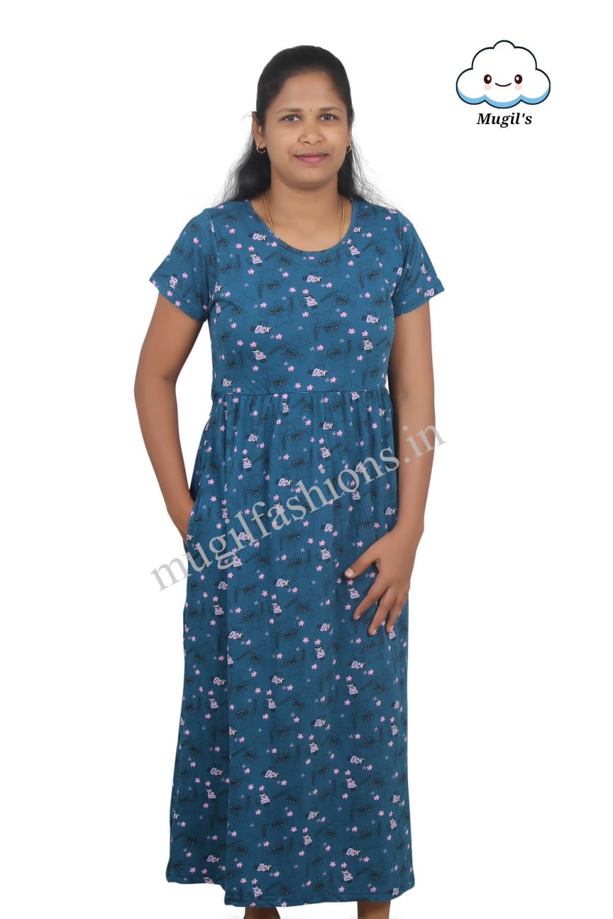 Peacock blue casual maxi – Mugil Fashions
