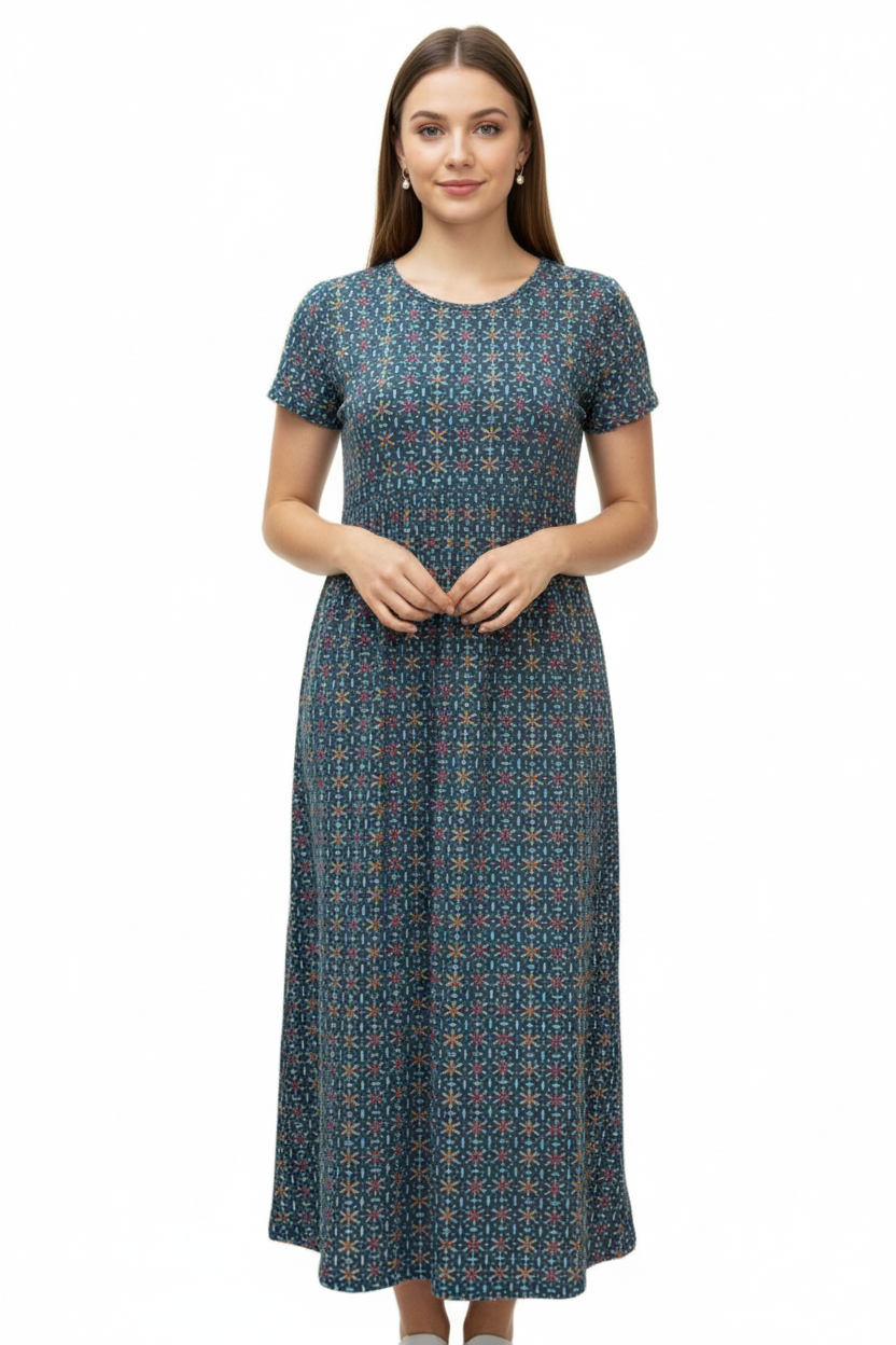 Prussian blue casual maxi – Mugil Fashions